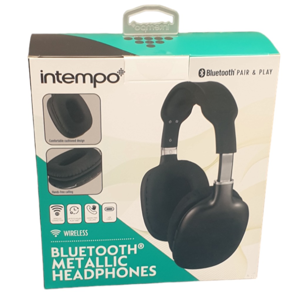 New Intempo Wireless Bluetooth Metallic Headphones - Own4Less